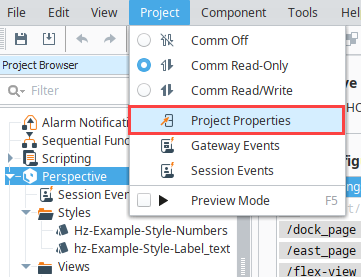 Perspective Project Properties | Ignition User Manual